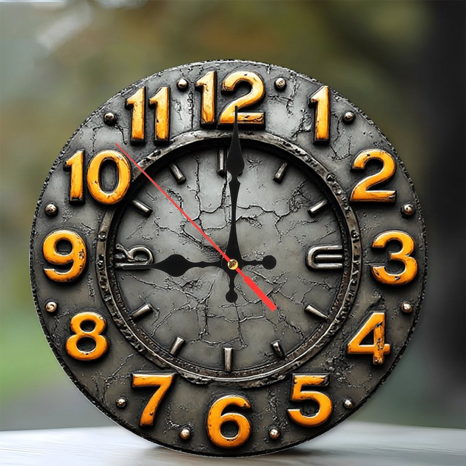 Vintage Metal Wall Clock Orange Numbers Retro Decor 10-Inch Silent ...