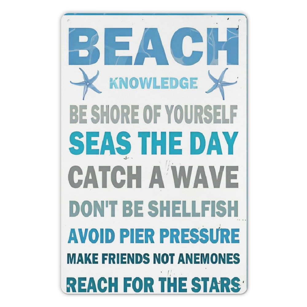 Vintage Metal Wall Decor - 8x12 Inch Beach Quotes Sign with Humorous ...