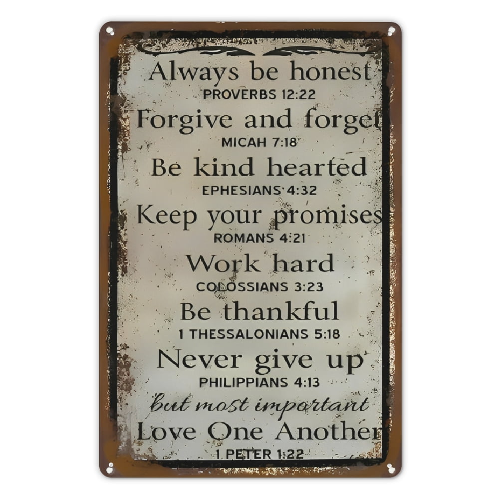 Vintage Metal Wall Hanging Sign with Inspirational Bible Verses ...