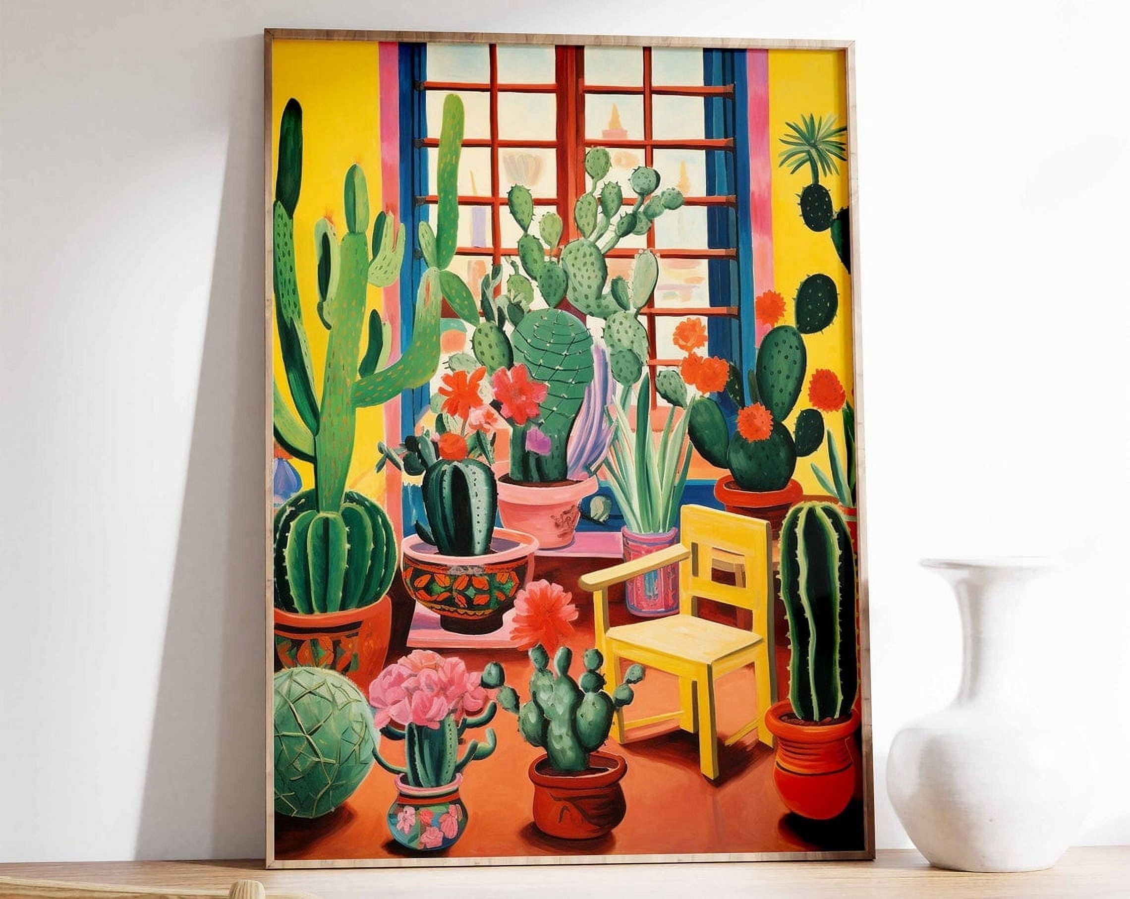 Vintage Mexican Cactus Poster, Colourful Mexican Art Print, Traditional ...
