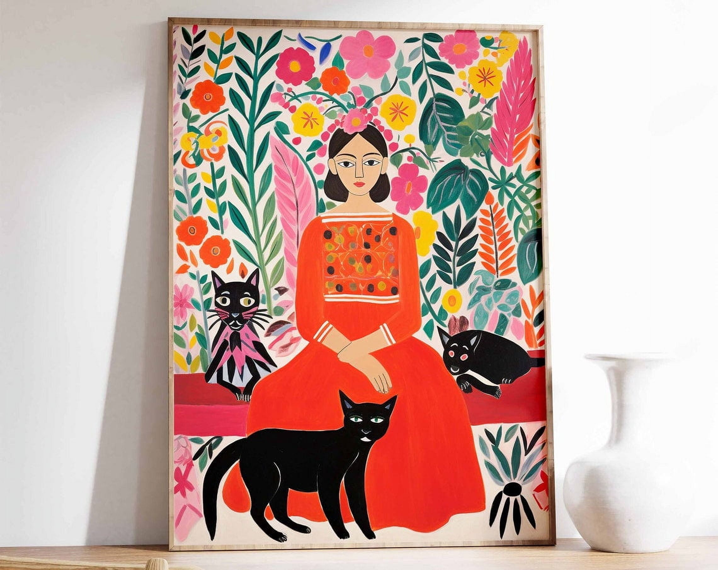 Vintage Mexican Cat Poster, Colourful Mexican Nature Art Print ...