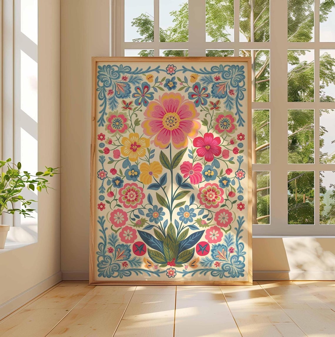 Vintage Mexican Latin Decor Traditional Floral Botanical Tropical Art ...