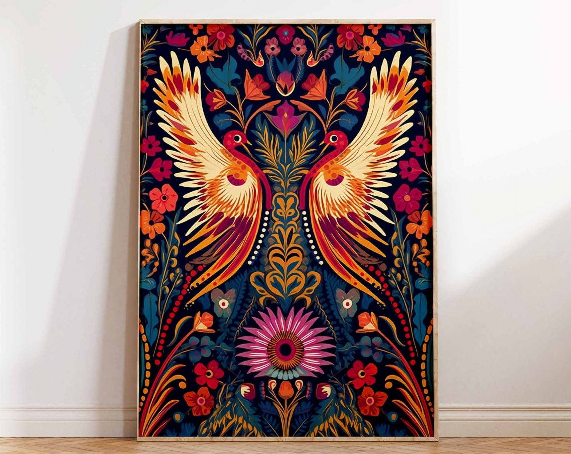 Vintage Mexican Wings Poster, Floral Mexican Art Print, Traditional ...