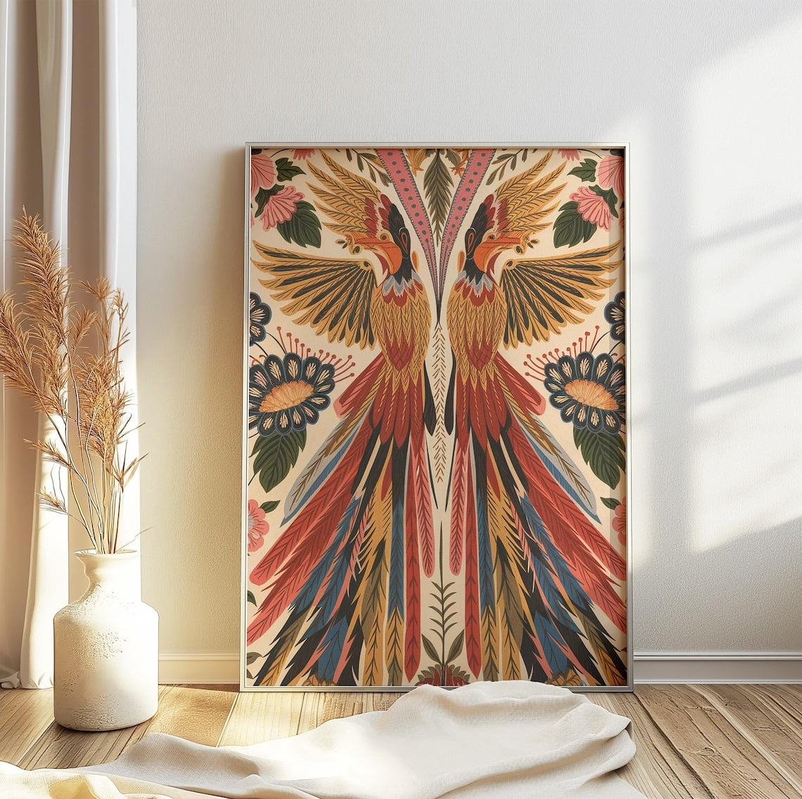 Vintage Mexican Wings Poster, Floral Mexican Art Print, Traditional ...