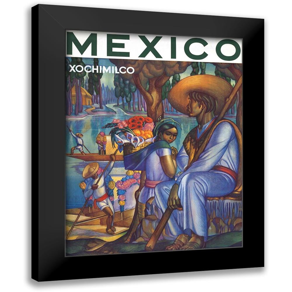 Vintage Mexico Travel Poster 12x14 Black Modern Framed Museum Art Print ...