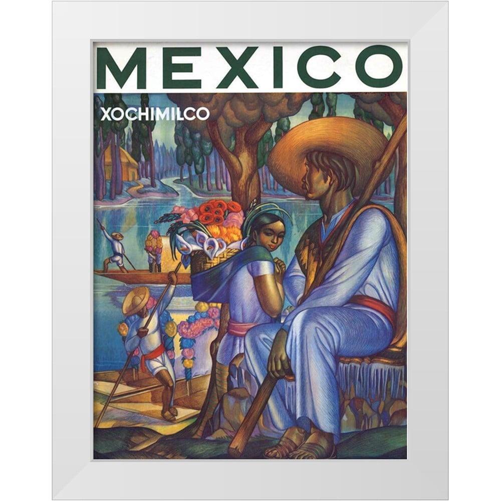 Vintage Mexico Travel Poster 25x32 White Modern Wood Framed Museum Art ...