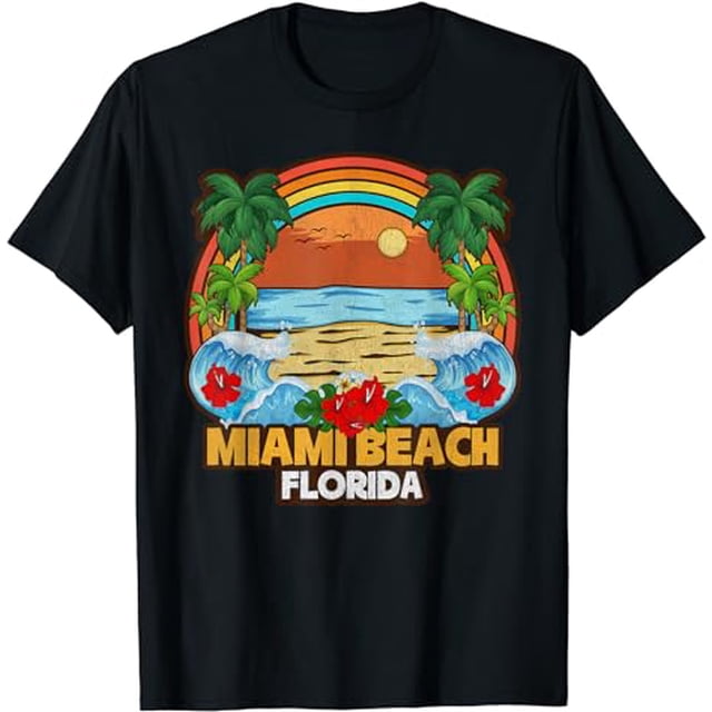 Vintage Miami Beach Florida Beach Tropical Summer Vacation T-Shirt ...