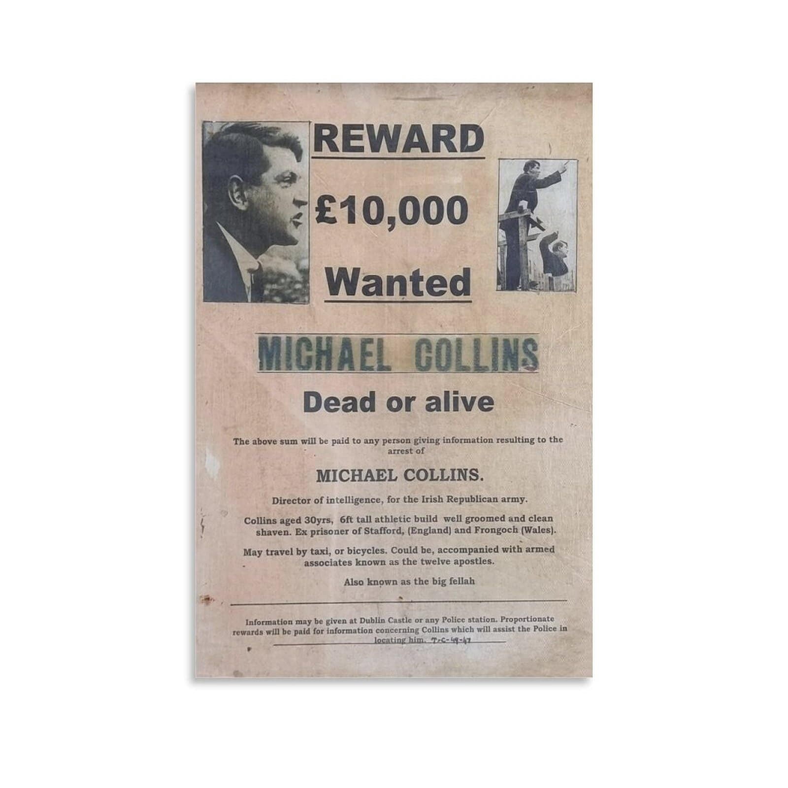 Vintage Michael Collins Portrait Wall Art Posters For Room Aesthetic ...
