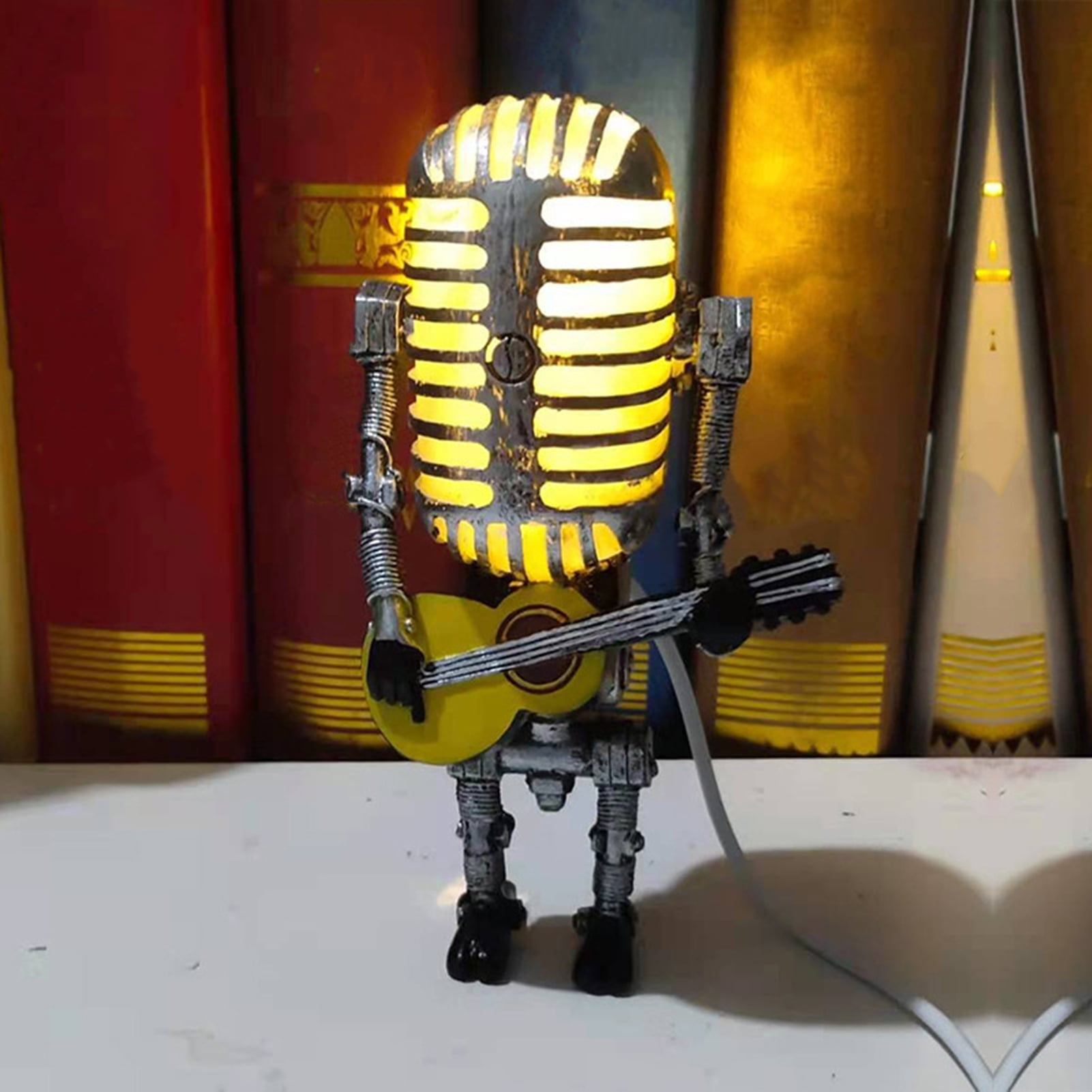 Vintage Microphone Robot Night Lamp Battery Operated Movable Joints ...