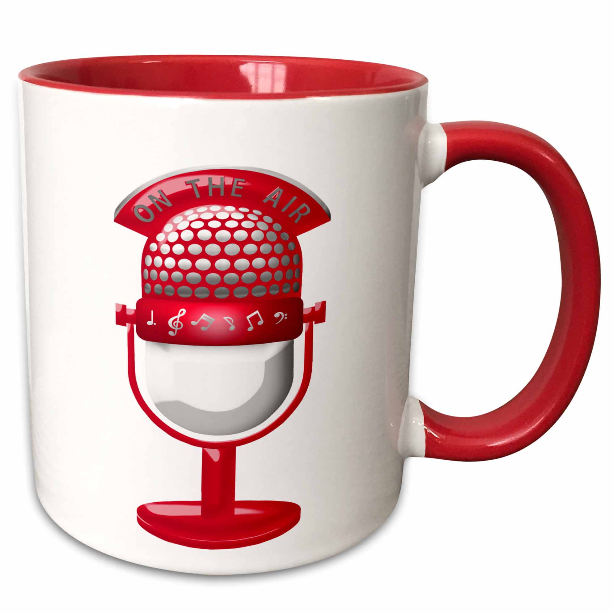 Vintage Microphone With Musical Notes And On The Air In Pink and White ...