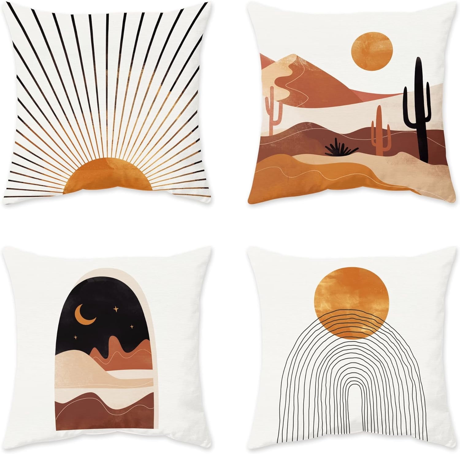 Vintage Mid Century Boho Desert Decorative Throw Pillow Covers ...