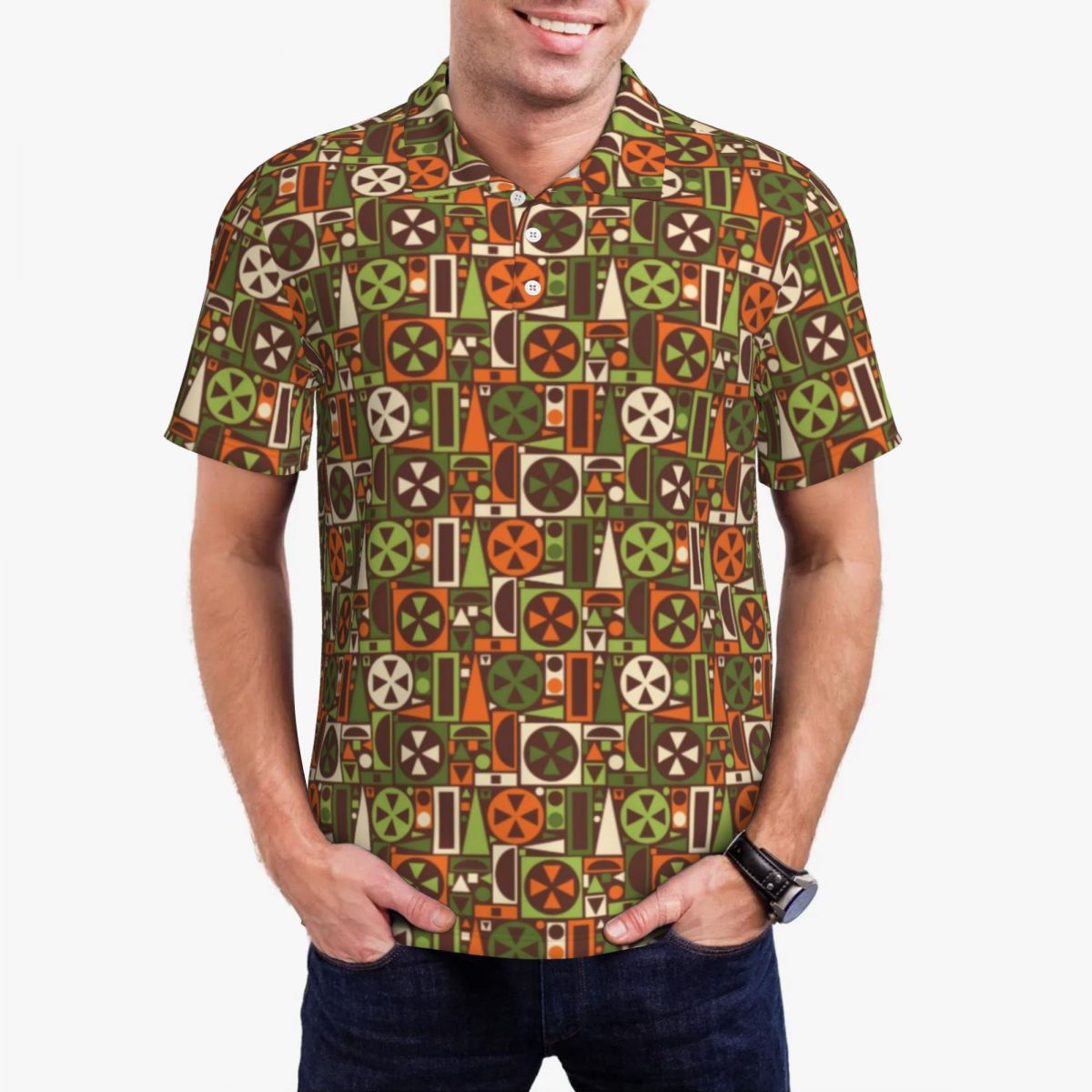 Vintage Mid-Century Polo Shirts Male 60s 70s Style Casual Shirt Daily ...