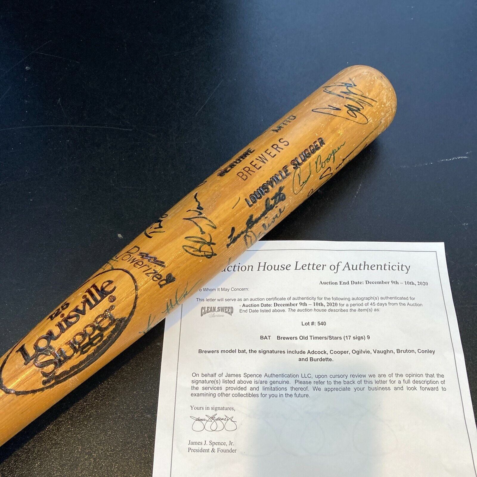 Vintage Milwaukee Brewers Legends Multi Signed Baseball Bat JSA COA ...