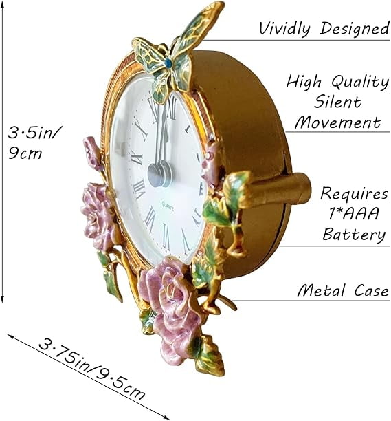 Vintage Mini Analog Table Clock, Silent Small Table Clock with Hand ...