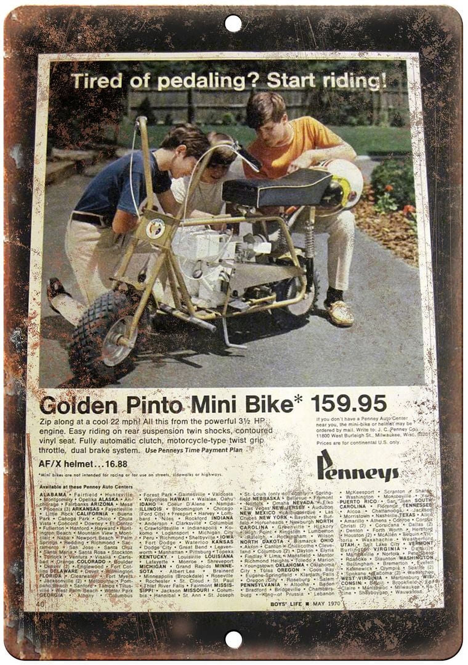 Vintage Mini Bike Go Kart Ad - Retro Look Metal Sign - Jumbo 10" x 14 ...