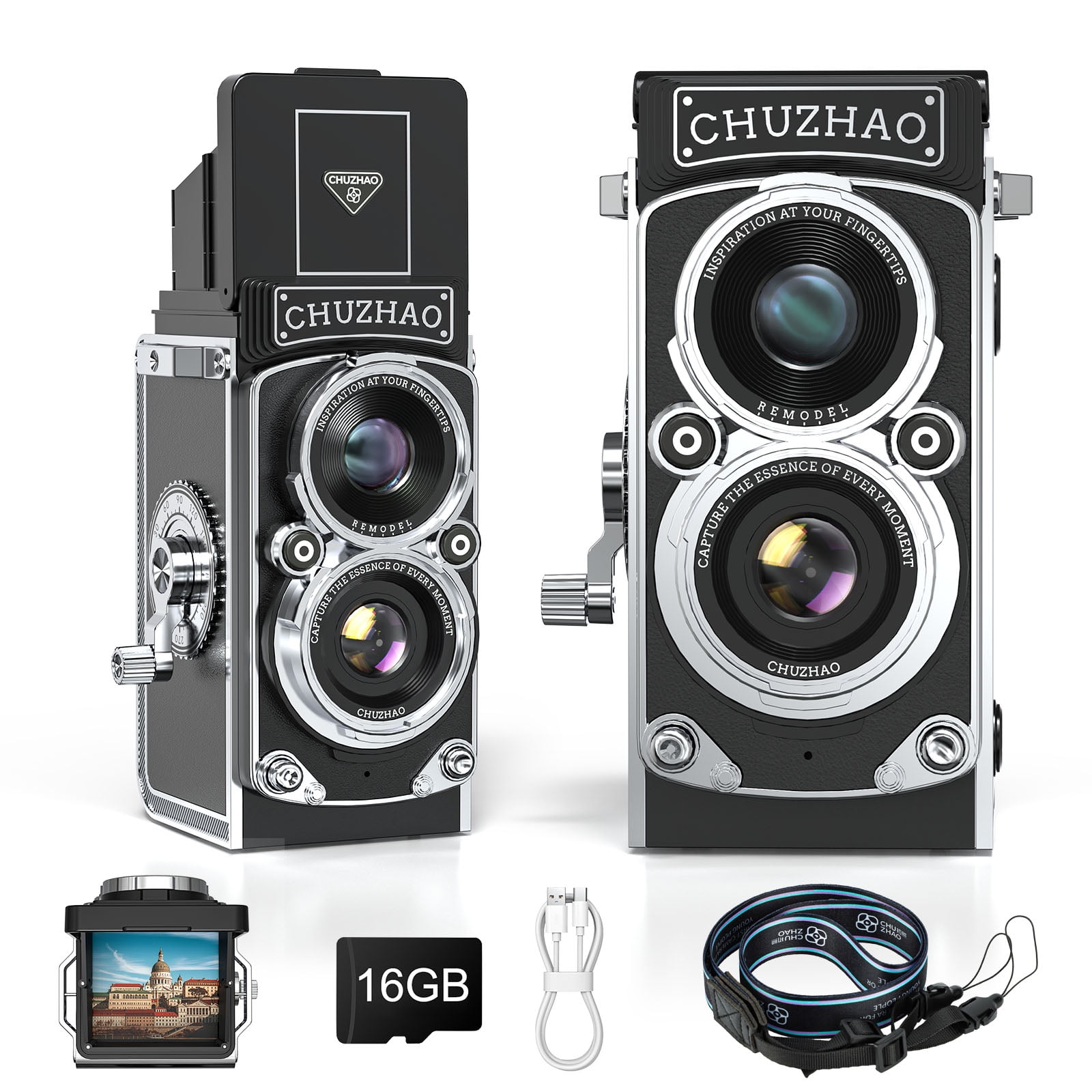 Vintage Mini Digital Camera, Portable TLR Style Retro Point and Shoot ...