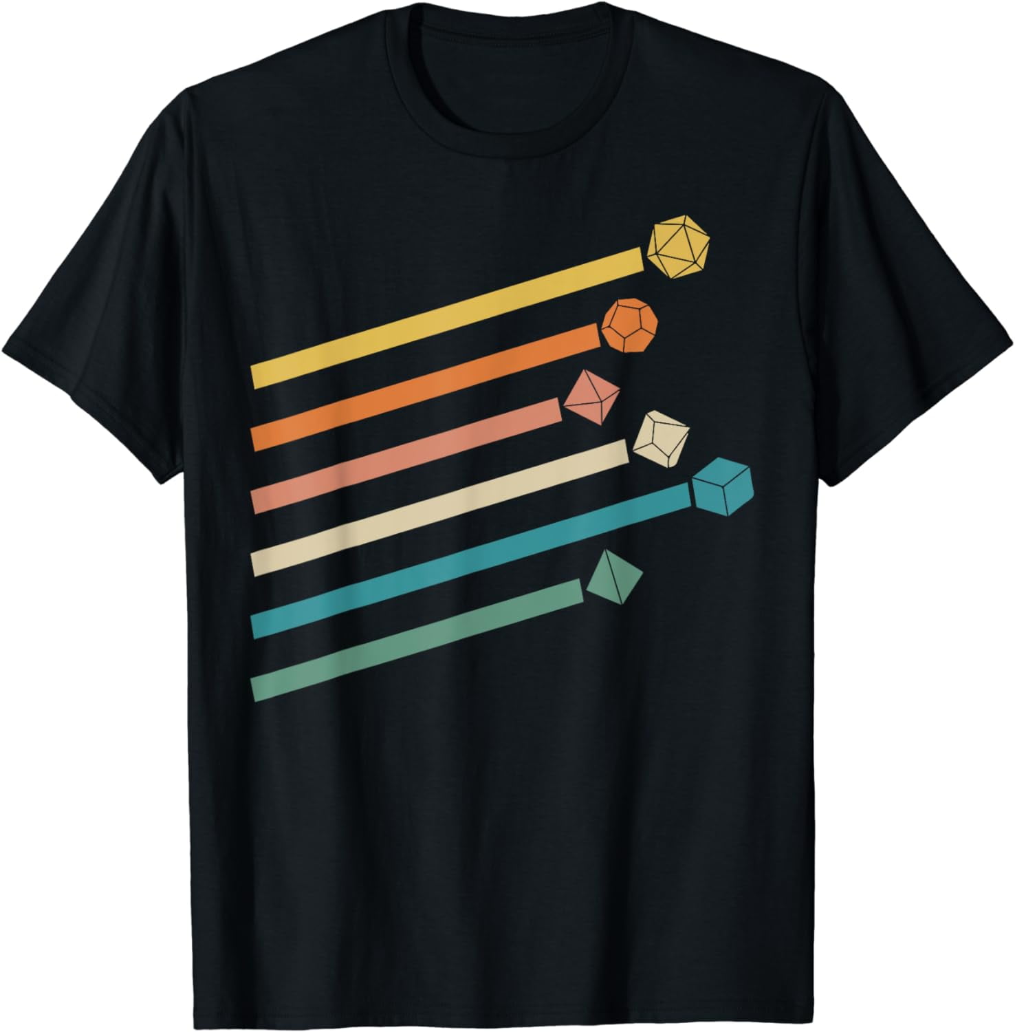 Vintage Minimalist Geeky Polyhedral Falling Retro Rainbow T-Shirt ...