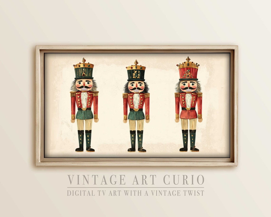 Vintage Minimalist Nutcracker Art - Rustic Christmas Decor In Neutral ...
