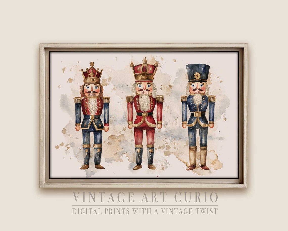 Vintage Minimalist Nutcracker Trio - Rustic Farmhouse Christmas Wall ...