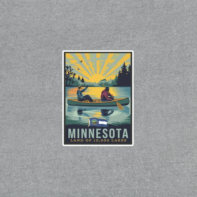 Vintage Minnesota Lake Sticker - Retro Travel Art Print Scenic Canoe ...