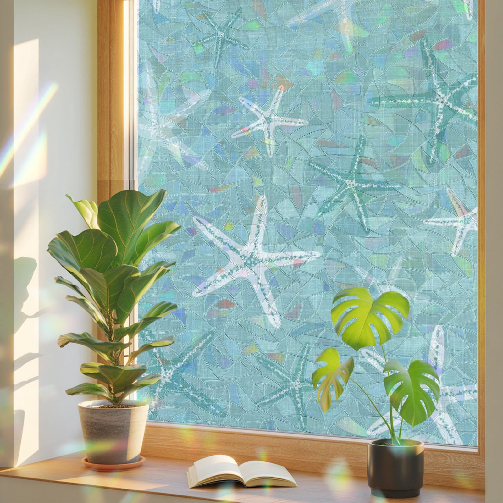 Vintage Mint Green Starfish Window Privacy Film Rainbow Static Cling ...