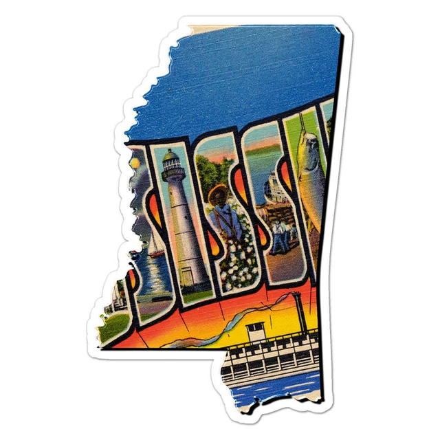 Vintage Mississippi Map Sticker Indoor Outdoor Phone Decal Water Bottle ...