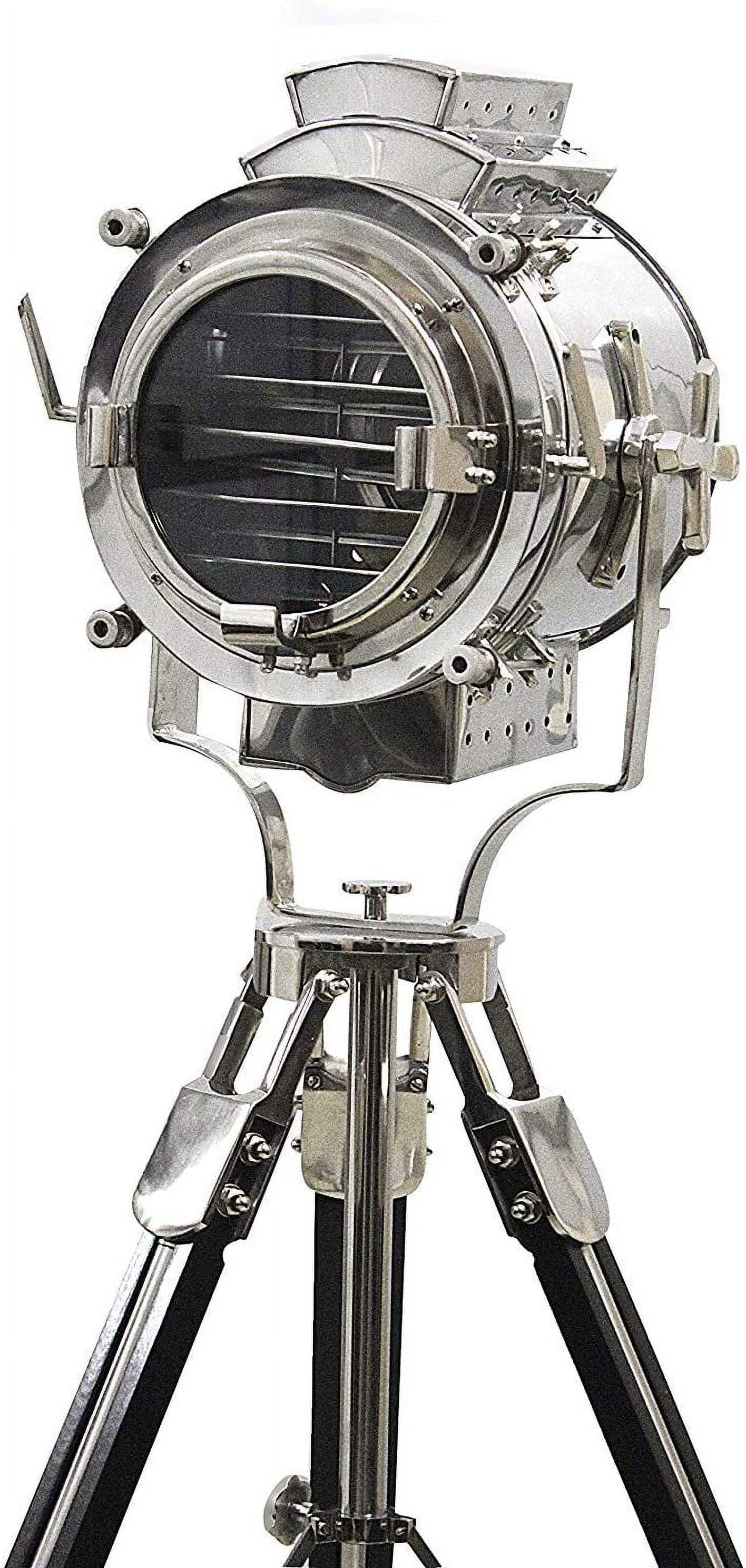 Vintage Chrome Searchlight, Black Tripod Nautical Spotlights, Floor ...