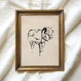 Vintage Modern Horse Ink Sketch Art Print Minimalist Neutral Drawing ...