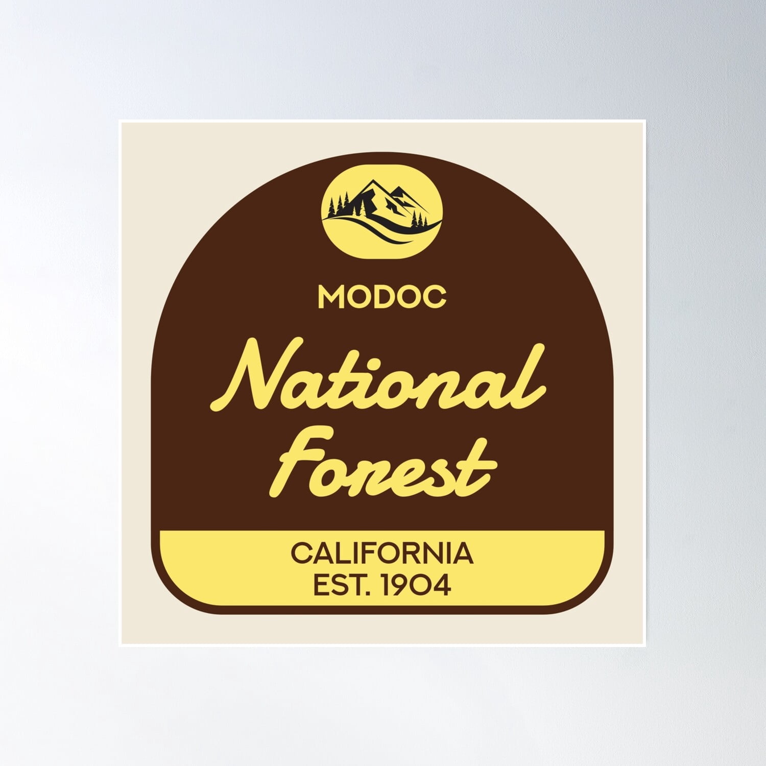 Vintage Modoc National Forest Poster Wall Art, Modern Wall Decor, 16x16 ...
