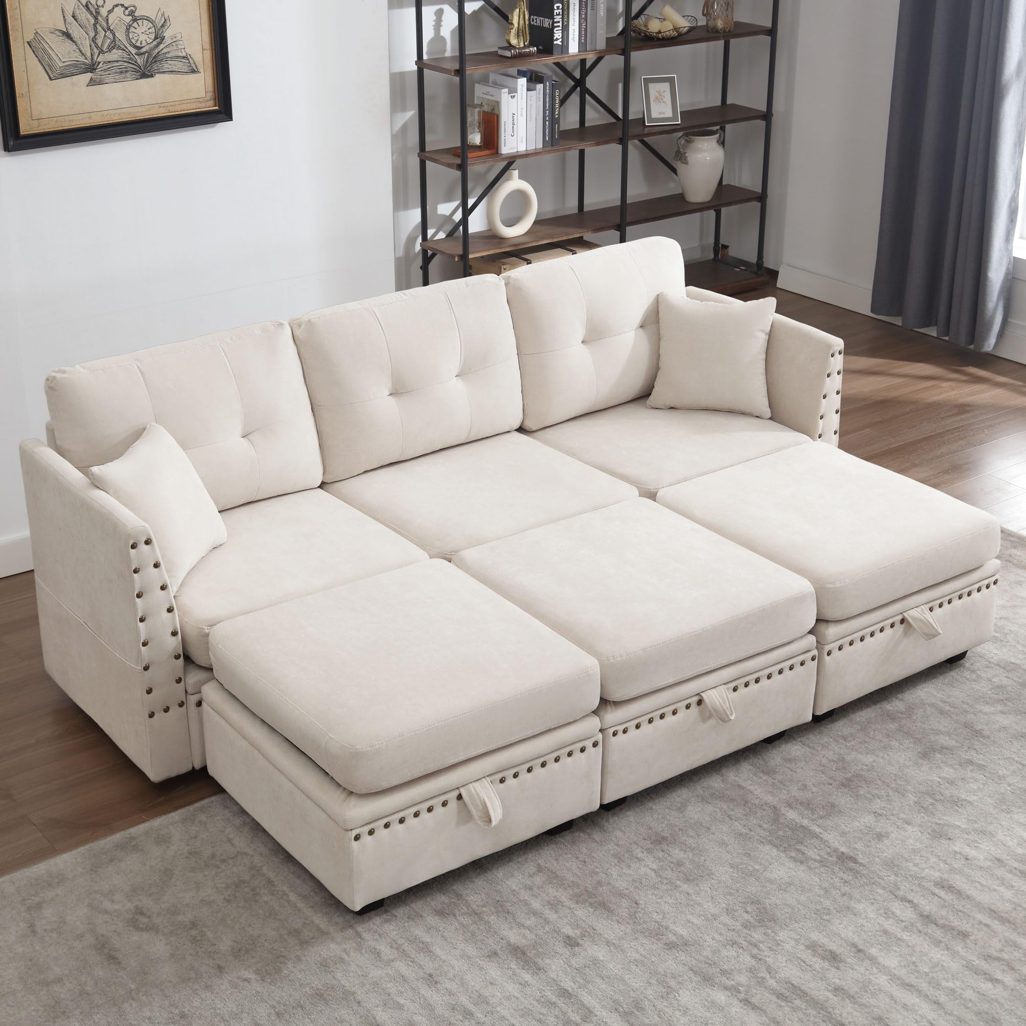 Vintage Modular Sectional Sofa Sleeper Couch Set Convertible Sleeper ...
