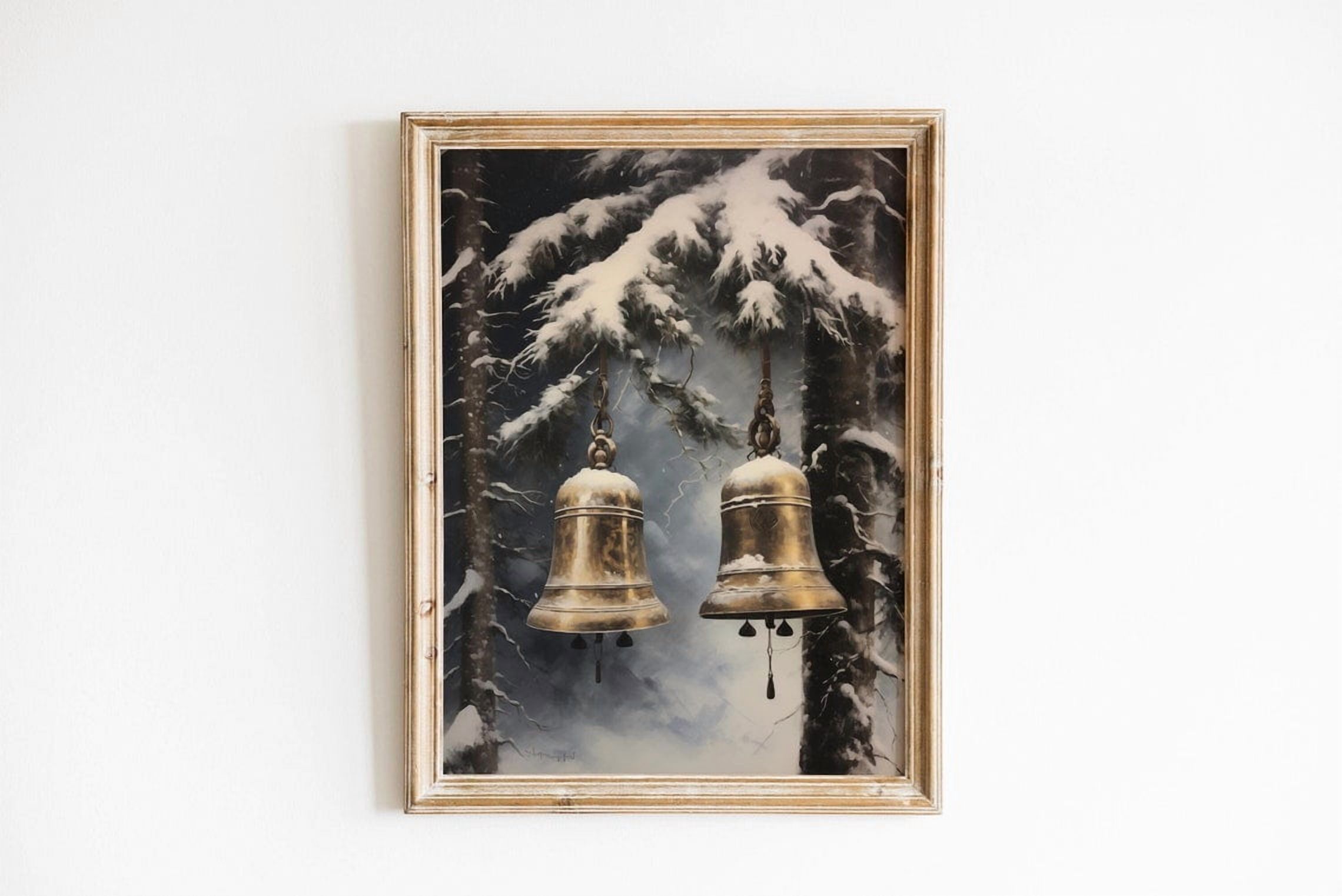 Vintage Moody Winter Poster Winter Bells Winter Wall Art Winter Brass ...