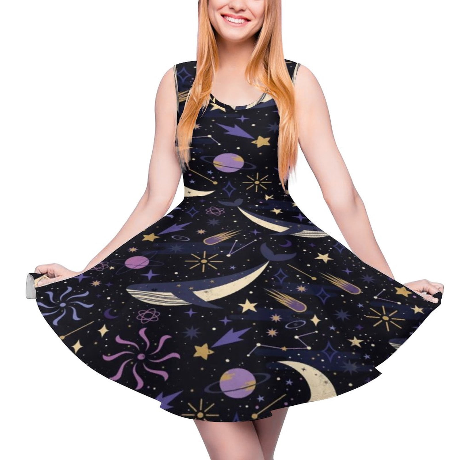 Vintage Moon Dress Sleeveless Tarot Art Collage Street Wear Dresses ...