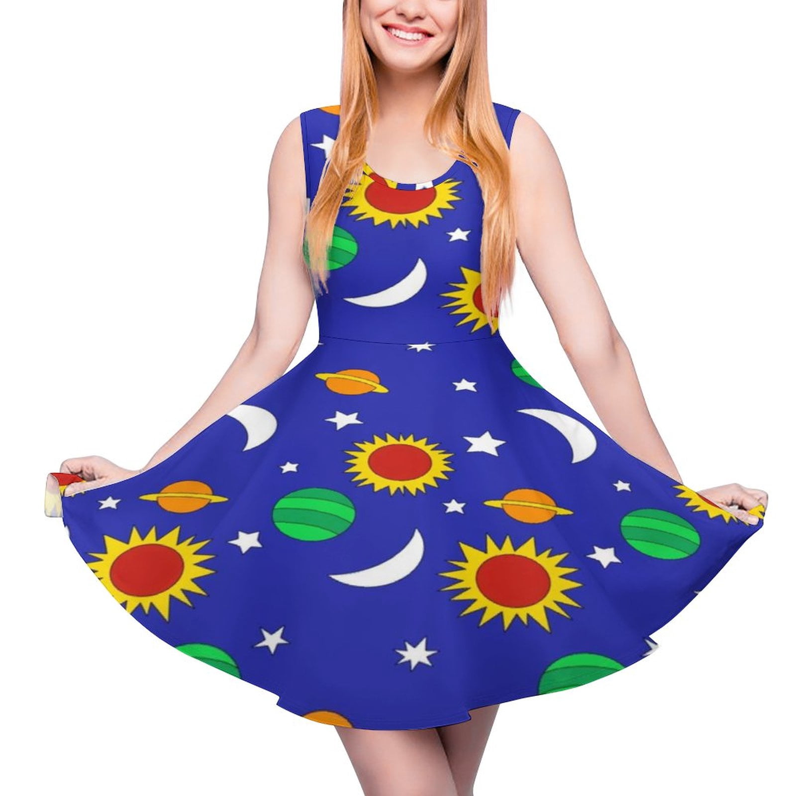 Vintage Moon Dress Sleeveless Tarot Art Collage Street Wear Dresses ...