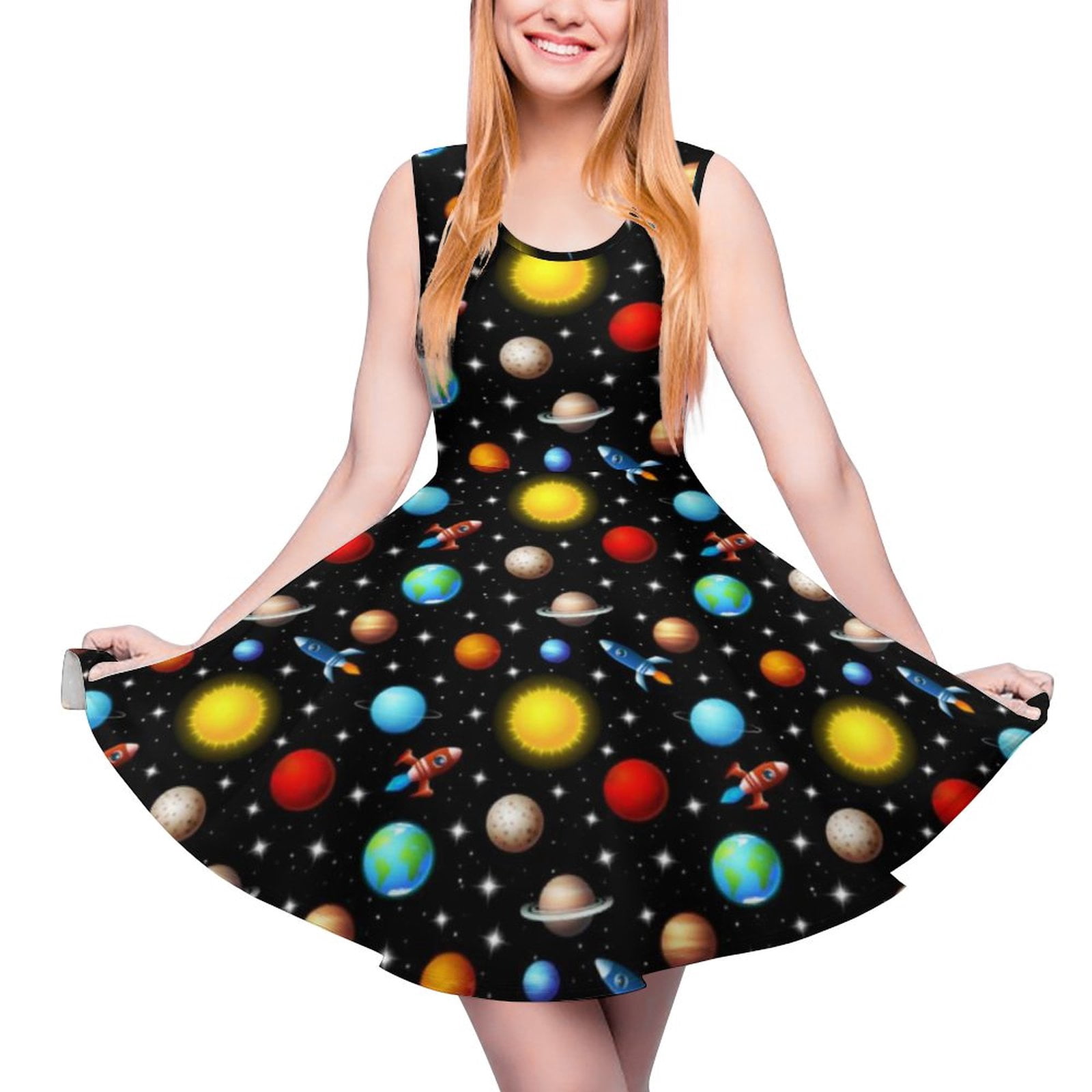 Vintage Moon Dress Sleeveless Tarot Art Collage Street Wear Dresses ...