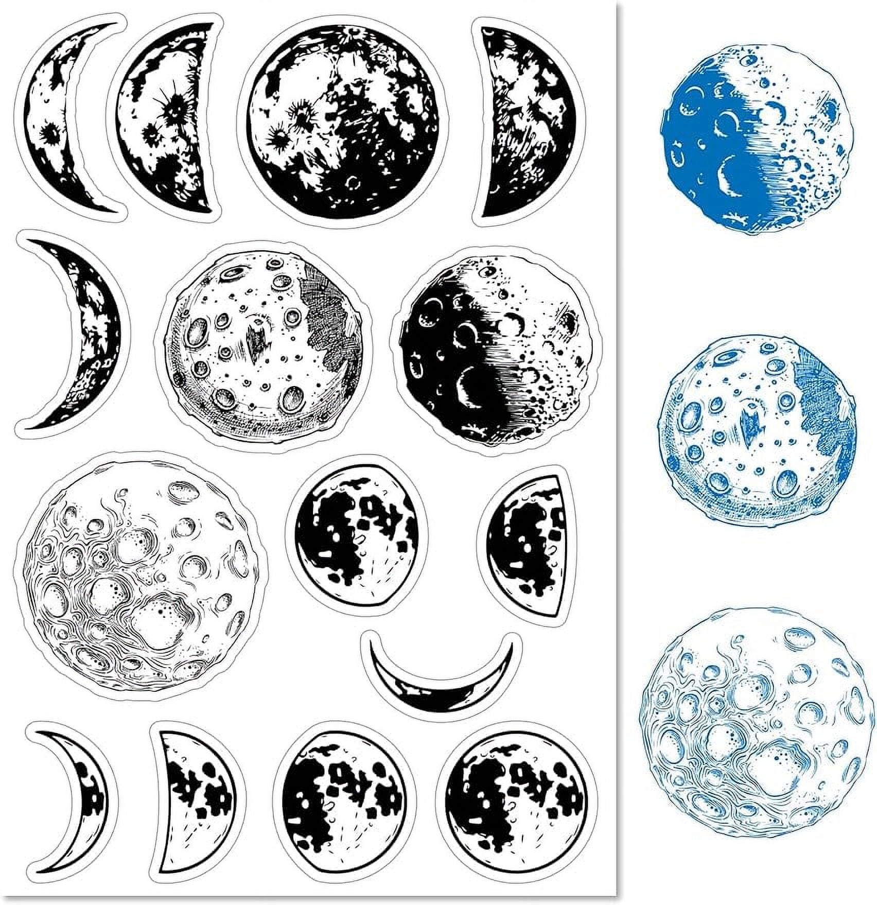 Vintage Moon Phase Clear Rubber Stamp Retro Lunar Transparent Silicone ...