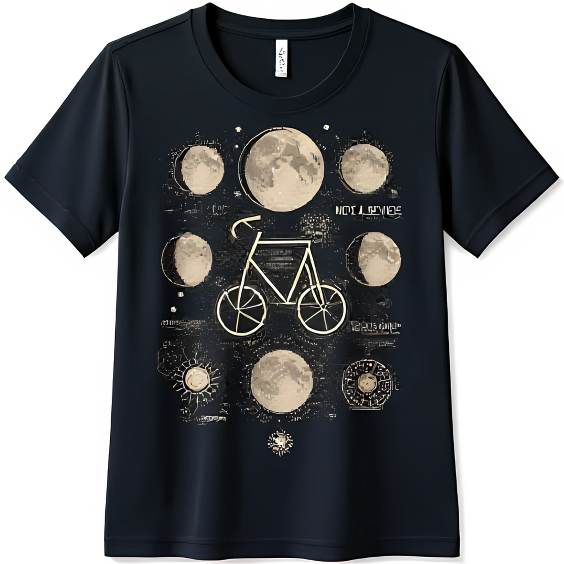 Vintage Moon Phases Graphic T-Shirt Dark Blue Pale Gold Design ...