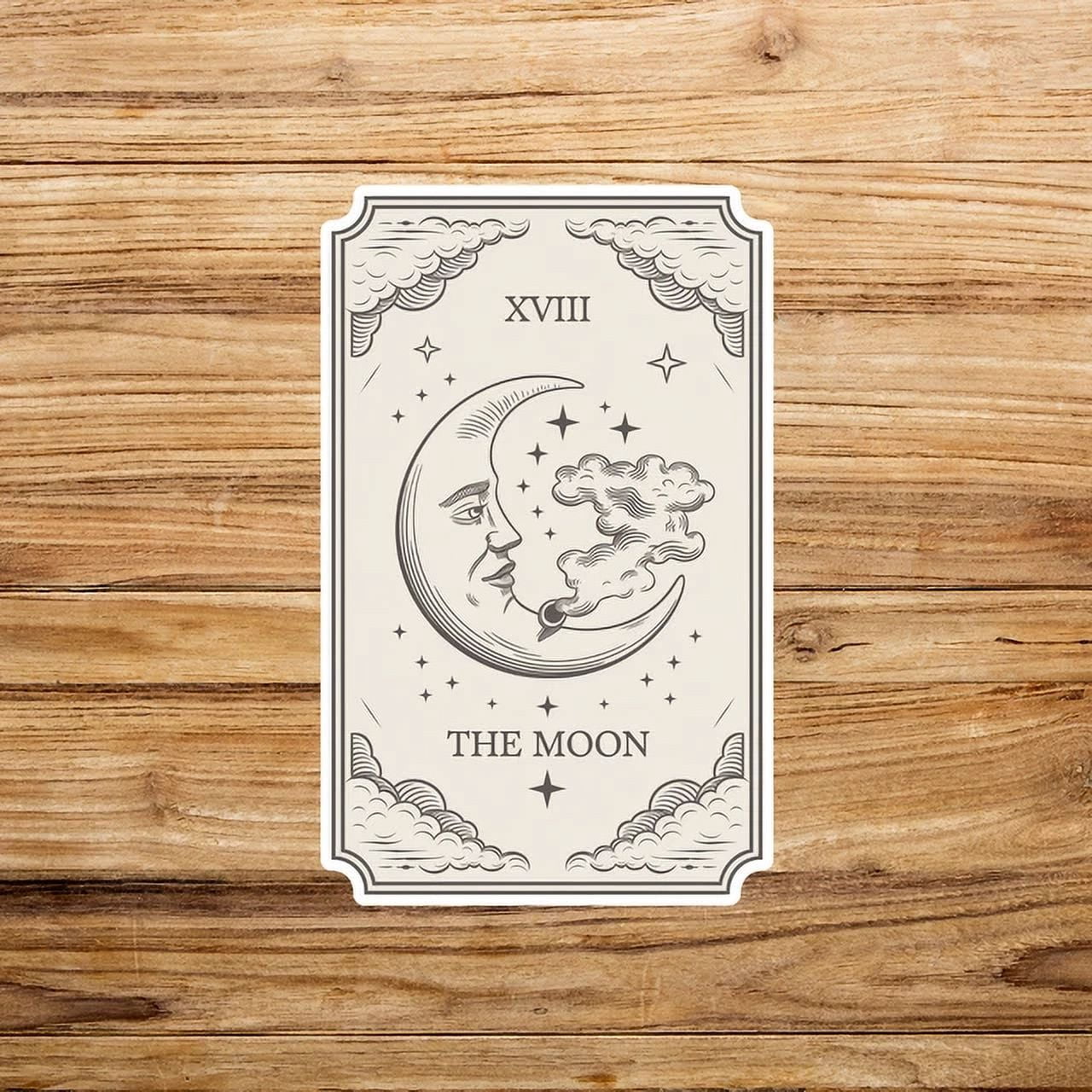 Vintage Moon Tarot Card Sticker - The Moon Xviii Celestial Occult ...