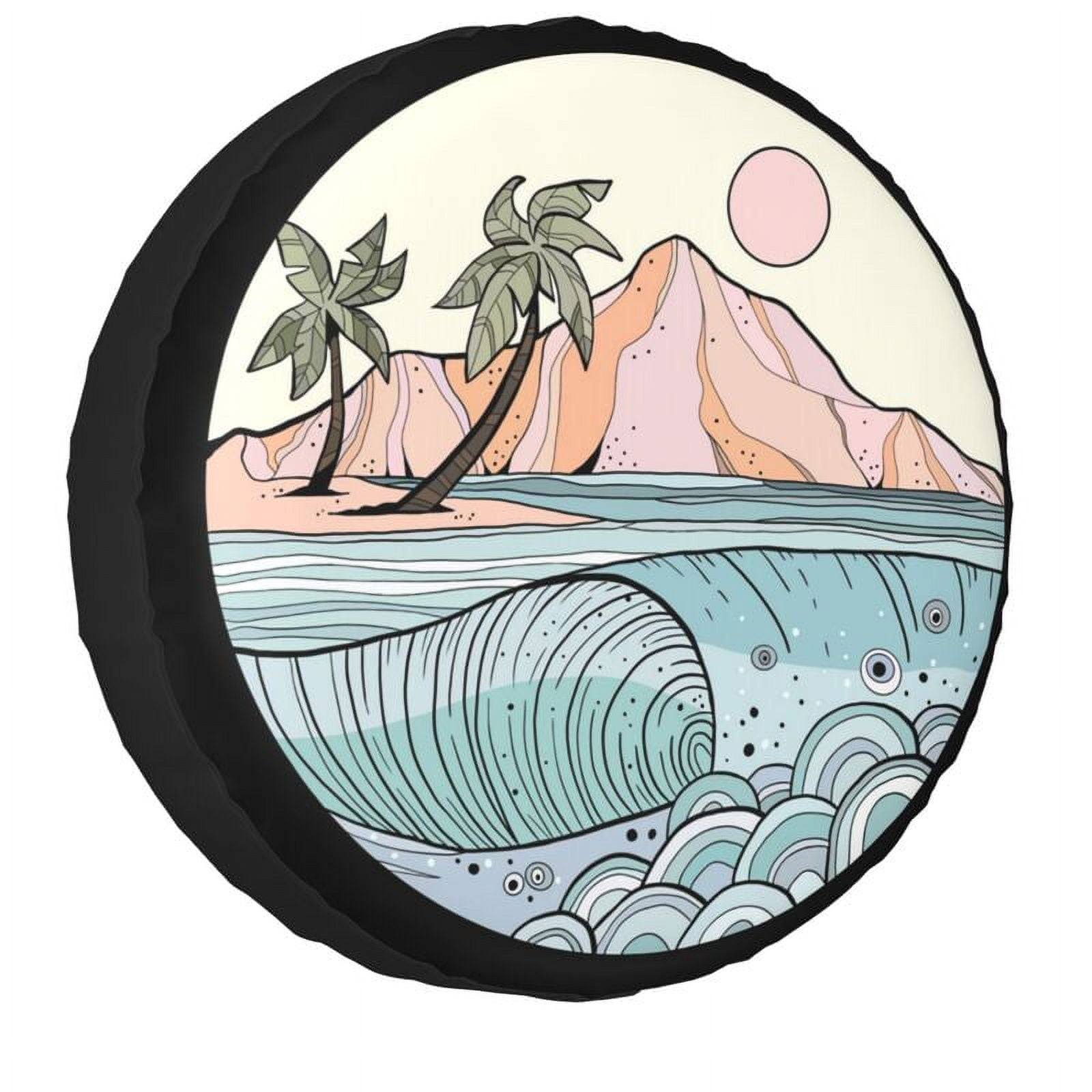 Vintage Moonlight Beach California Tire Cover 4WD 4x4 Palm Trees Spare ...