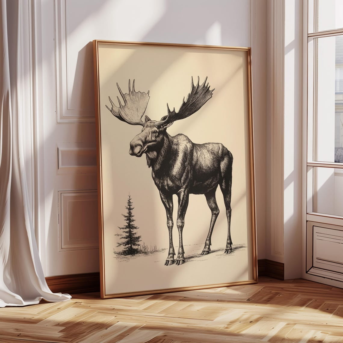 Vintage Moose Drawing Print – Rustic Wildlife Wall Art For Cabin, Lodge ...