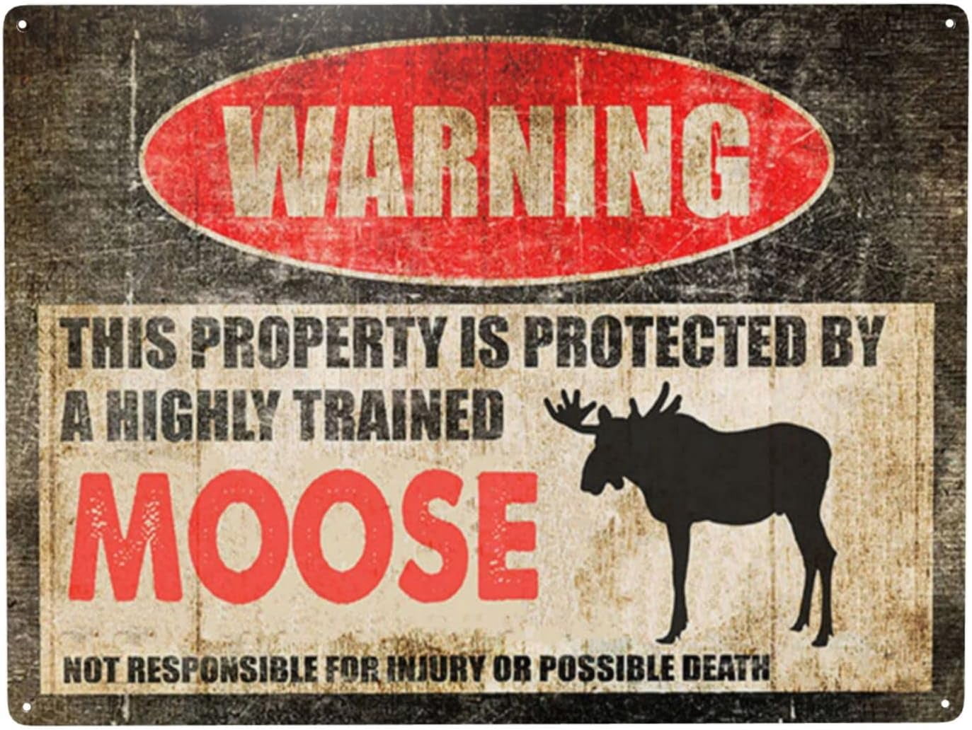 Vintage Moose Warning Metal Tin Sign 8x12 Inches - Walmart.com