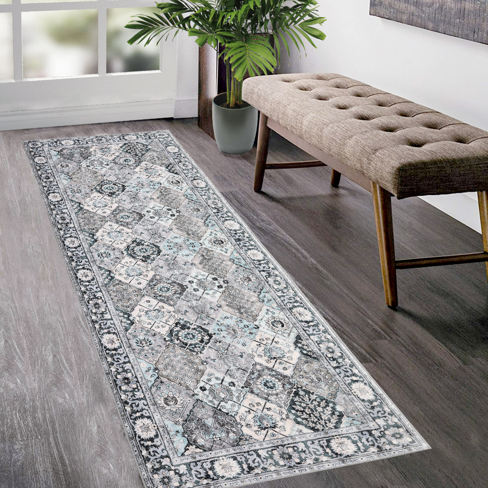 Vintage Moroccan Floral Print Area Rugs,Non Slip Indoor Floor Mat for ...
