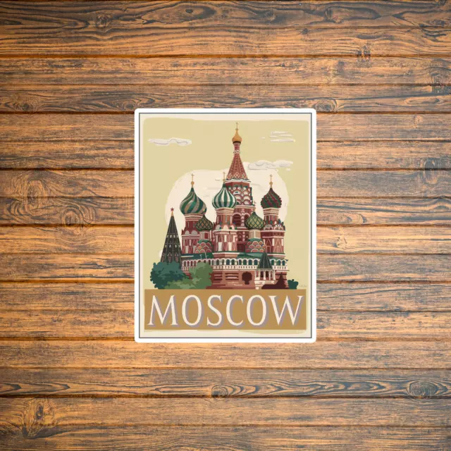Vintage Moscow Travel Sticker - Colorful Russian Architecture ...
