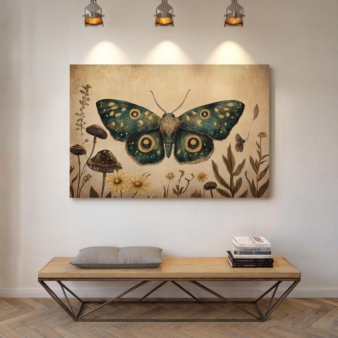 Vintage Moth And Wildflower Wall Art - Nature-Inspired Botanical Design ...