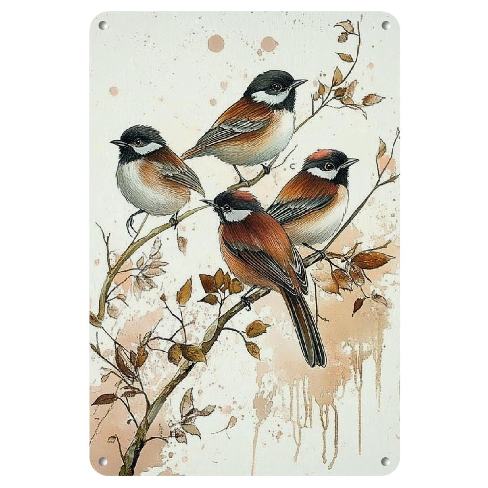 Vintage Mother Bird Feeding Chicks Metal Tin Sign - 8x12" Iron Wall Art ...