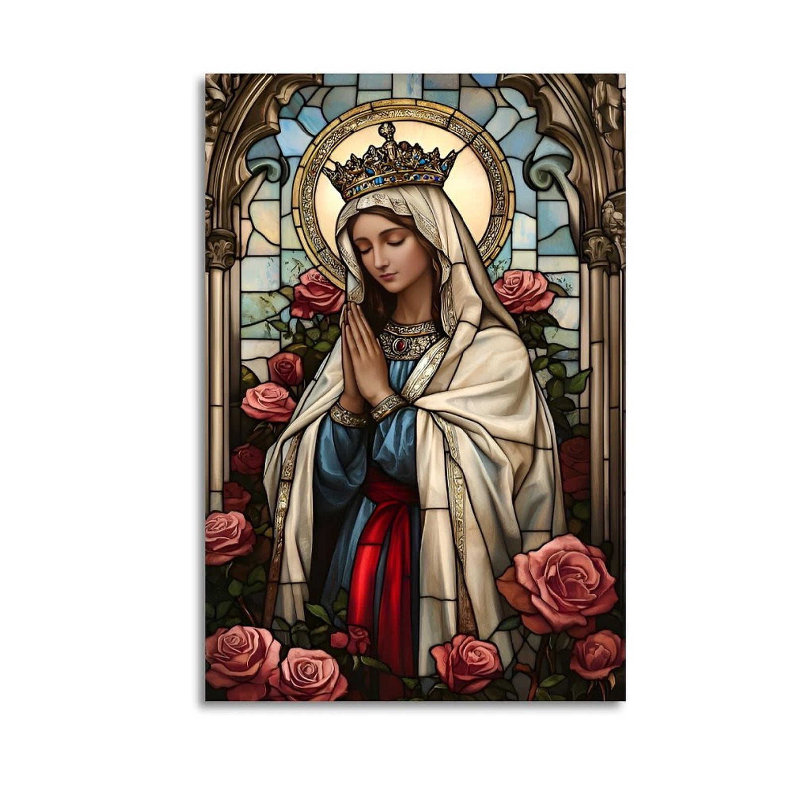 Vintage Mother Maia Painting, Virgin Mary Canvas Poster Great Wall Art ...