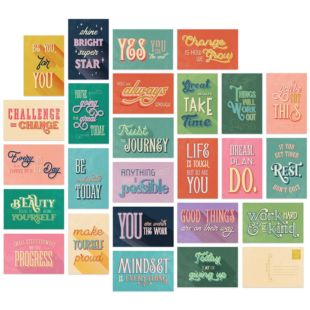 Vintage Motivational Postcards / Set Of 25 Full Color Post Cards / 4" x ...