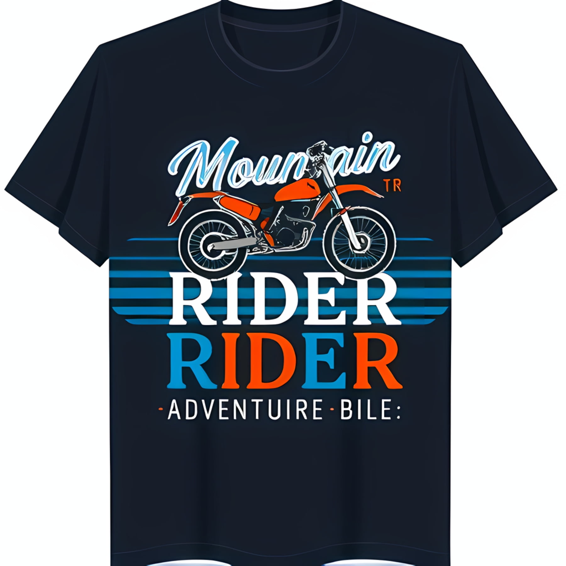 Vintage Motorcycle Graphic T-Shirt Dark Blue with & Black Design ...