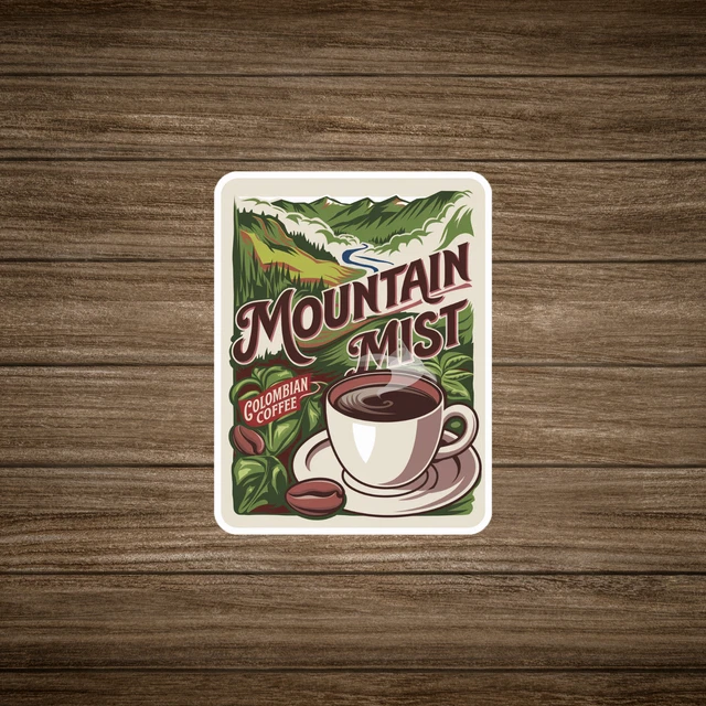 Vintage Mountain Mist Colombian Coffee Sticker - Retro Cafe Decalphone ...