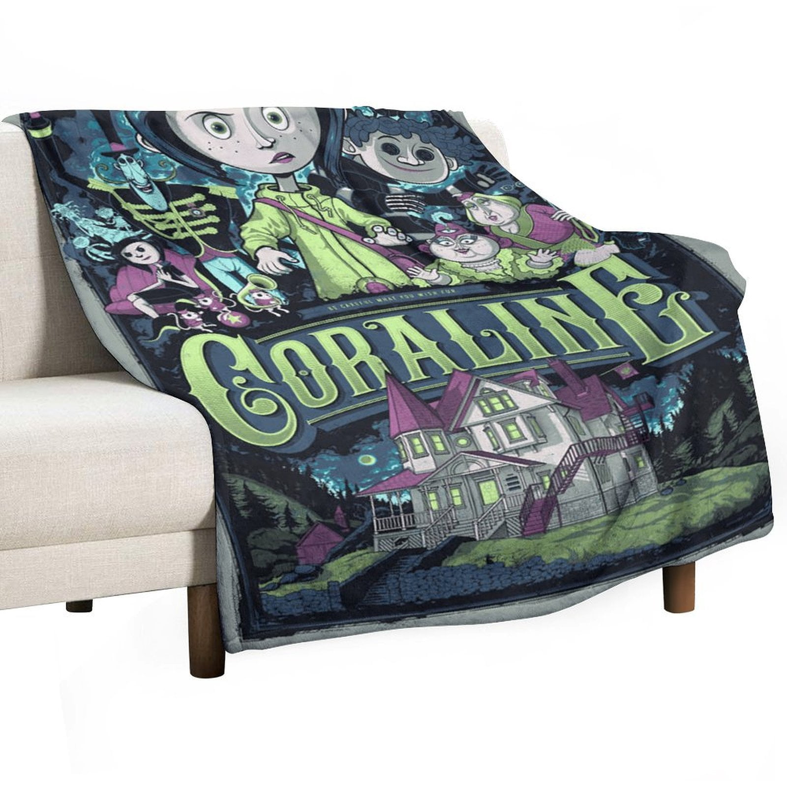 Vintage Movie Poster Coraline & The Secret Door Luxury Flannel Blanket ...