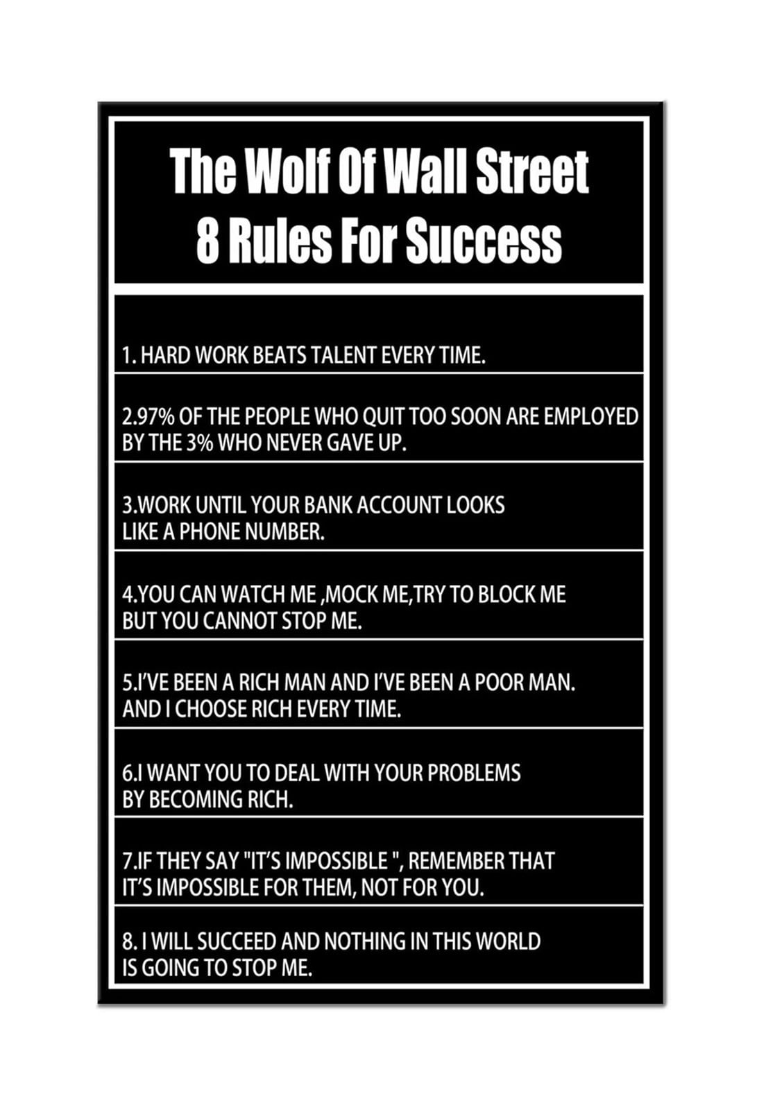 Vintage Movie Quote Poster, The Wolf of Wall Street 8 Success Rules ...